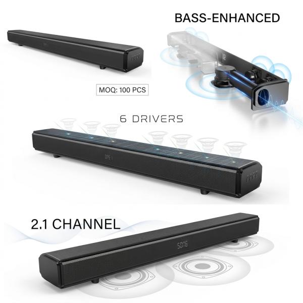 Quality Built-in Subwoofer 100W 2.1CH Surround Sound Bar for Television, DSP Audio Processing Bluetooth Soundbar with Optical HDMI ARC Inputs & Remote Control for sale