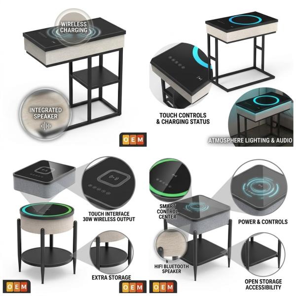 Quality Wireless Charging Side Table A2 65W Multi Functional Bedside Table Modern for sale