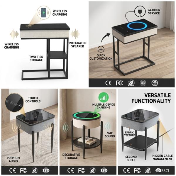 Quality Wireless Charging Side Table A1 65W TWS Triangle Charger Bedside Table Modern for sale