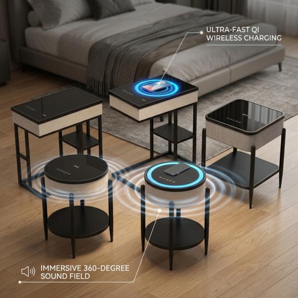 Quality Wireless Charging Side Table A1 65W TWS Triangle Charger Bedside Table Modern Bedroom for sale