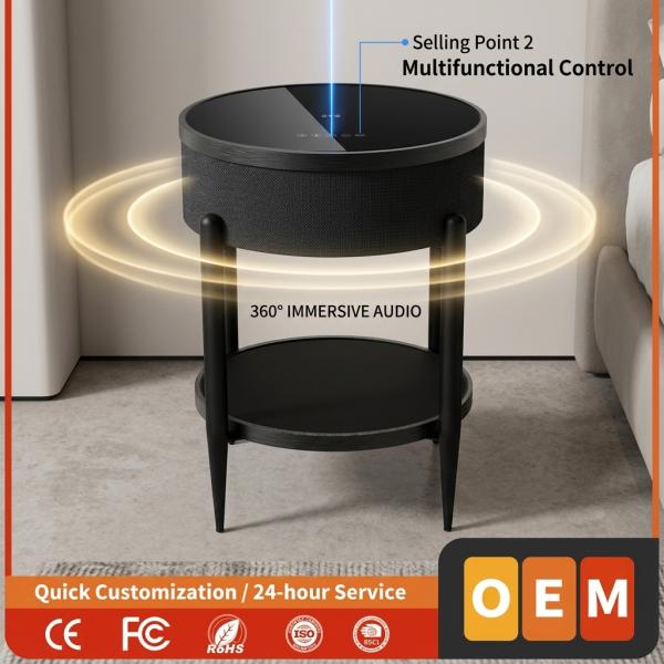 Quality Bluetooth Speaker Table ATC609L 30W RMS 20W Hotel Room Wireless Charging Nightstand for sale