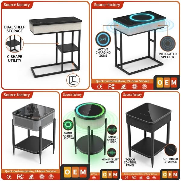 Quality Wireless Charging Side Table ATC609L 30W RGB Dynamic Bedside Table Modern for sale