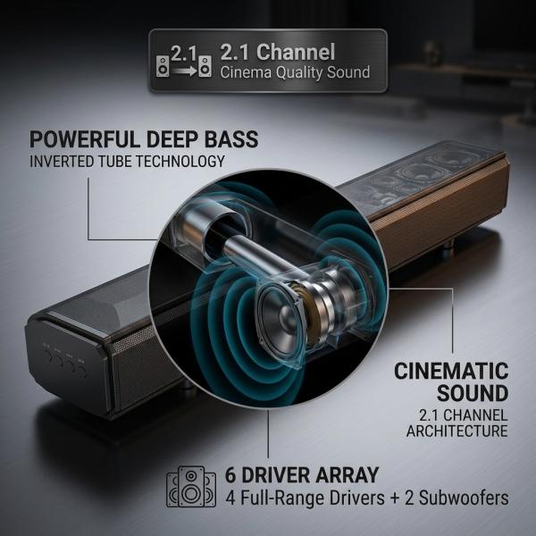 Quality Home Theater Soundbar system ASW280-2.1U 120W Karaoke Big Size Heavy Bass Immersive Audio for sale
