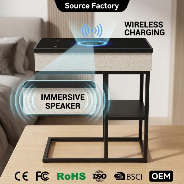 Quality Wireless Charging Side Table ATC609L 30W RGB Dynamic Bedside Table Modern for sale