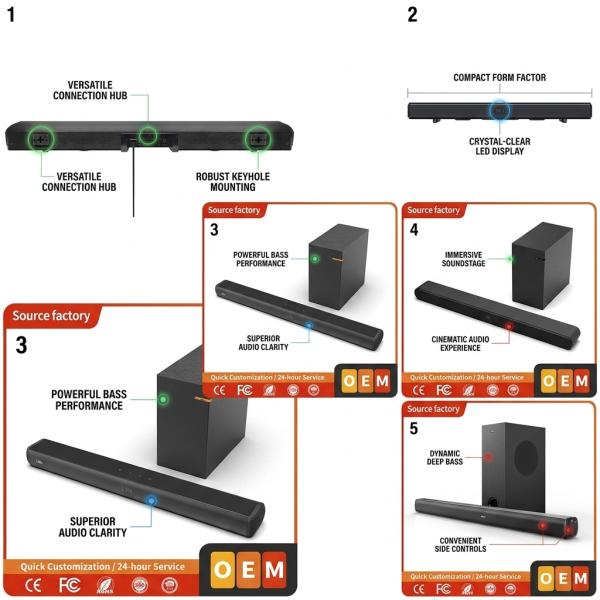 Quality Wireless Soundbar Speaker ASW150-2.1UR 100W 89.5CM Subwoofer Surround Sound ARC HDMI for sale