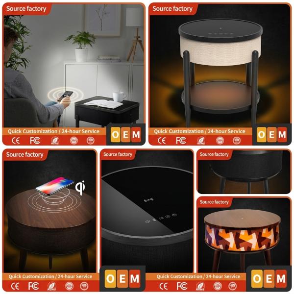 Quality Bluetooth Speaker Table ATC639 65W RMS 10W Charging Modern Wireless Charging Nightstand for sale
