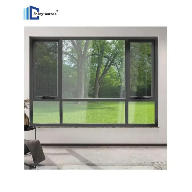 Australian Standard Chain Winder Awning Window Bathroom Awning Type Double Glazed Windows Aluminum Glass Windows