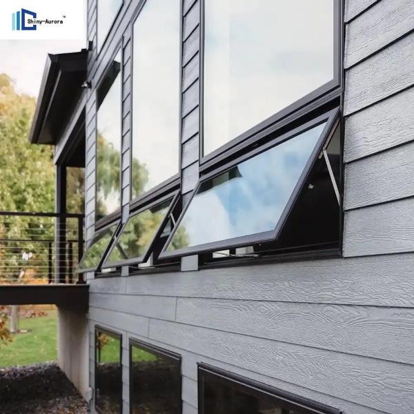 Quality Anti Theft Aluminum Top Hung Window Double Glazed Tempered Glass Window for sale