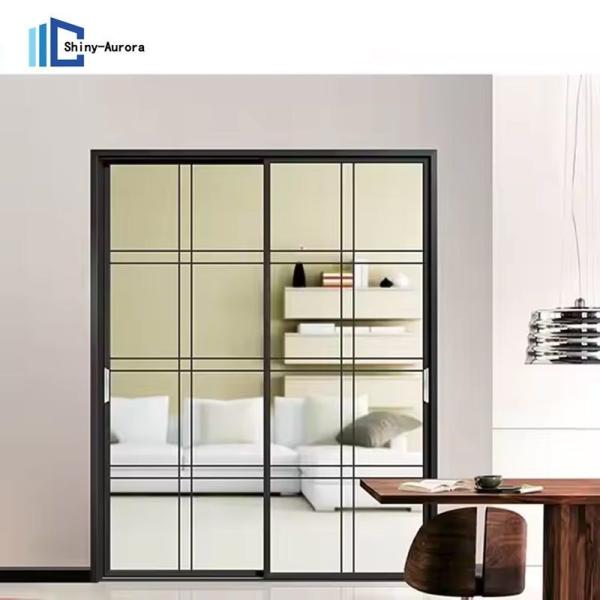 Quality Balcony Partition Tempered Glass Sliding Door With Aluminum Frame for sale