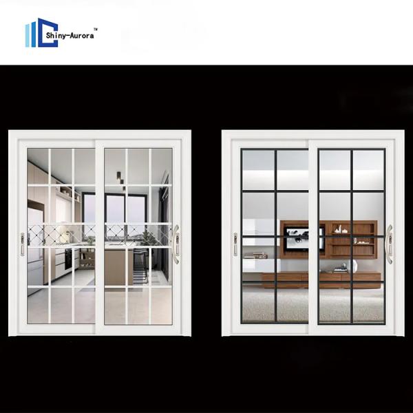 Quality Aluminium alloy sliding glass balcony sliding door black French style aluminum for sale
