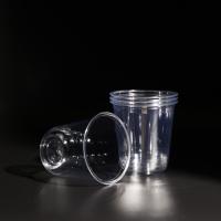 China 14OZ Volume Clear Disposable PET Cups With Dome And Flat Lids Stackable for sale