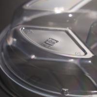 China 3-Compartment Round Stackable Plastic PET Tray For Different Cold Food for sale