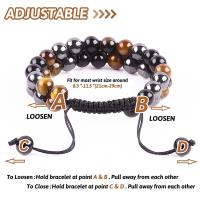 China Adjustable Double Layer Handmade Triple Stone Bracelet - 4mm to 12mm Bead Sizes with Tiger's Eye, Hematite, Black Obsidian Options for sale