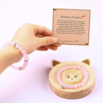 Cina 8mm Rose Quartz Gemstone Bead Bracelet Energia di guarigione Gioielli in vendita