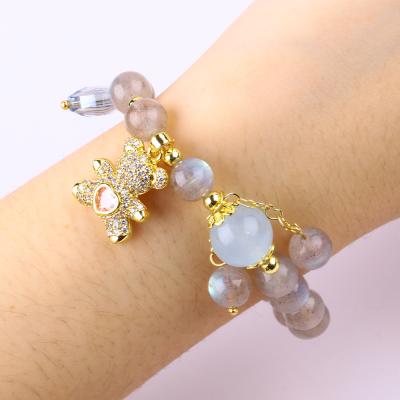 Cina Labradorite / Ametista Braccialetto di pietra preziosa naturale Riduce l' energia negativa in vendita