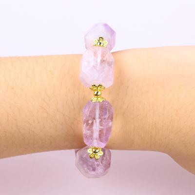 Cina Braccialetto in pietra gemma fatto a mano Amuleti regolabili Braccialetti in ametista in pietra naturale Perle per gioielli da festa Indossare ogni giorno in vendita