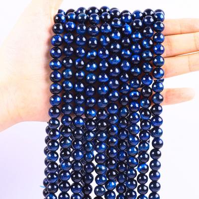 Cina 8mm Occhio di tigre blu scuro naturale Gemstone cristallo perla di pietra per la realizzazione di gioielli in vendita