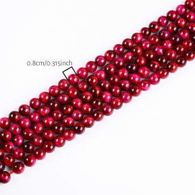 Cina 8mm Rose Red Tiger Eye Gemstone Healing Pink Crystal Stone Beads per la realizzazione di gioielli in vendita