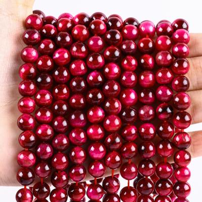 Cina 8mm Rose Red Tiger Eye Gemstone Healing Pink Crystal Stone Beads per la realizzazione di gioielli in vendita
