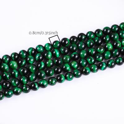 Cina 8mm Occhio di tigre verde Gemstone di cristallo di pietra di guarigione per la produzione di gioielli in vendita