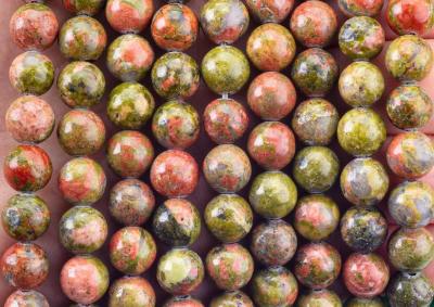 China Unakite Round Bead Natural Crystal Gemstone Different Bead Size Loose Bead Strands for DIY Jewelry Making for sale