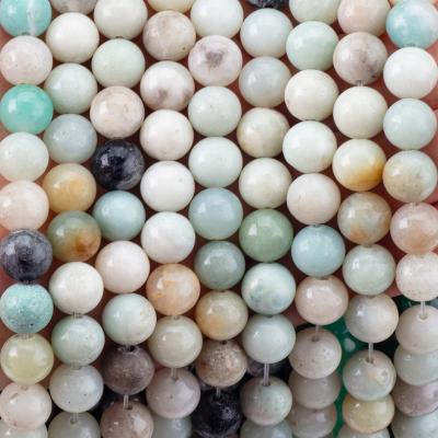 아마존이트 둥근 진주 자연 결정 보석 다른 진주 크기 DIY 보석 제조를 위한 느슨한 진주 나선