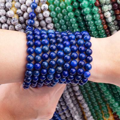 China Semi Precious Stone Lapis Lazuli Round Bead Crystal Gemstone Loose Bead Strands for DIY Jewelry Making for sale