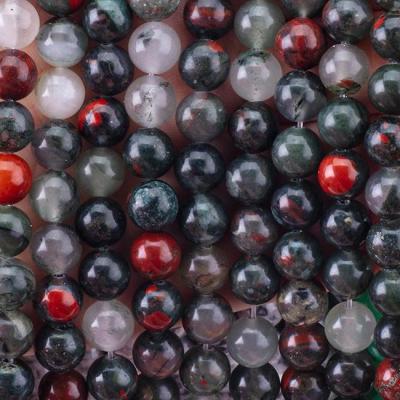 Cina 8mm di pietra di sangue africana, gemma di cristallo curativa, perle di pietra per la produzione di gioielli. in vendita