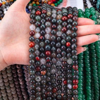 Cina 8mm di pietra di sangue africana, gemma di cristallo curativa, perle di pietra per la produzione di gioielli. in vendita