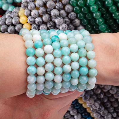 Cina 8mm Blu Amazonite perle di gemme perle di cristallo di pietra curativa per la produzione di gioielli in vendita