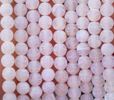 White Weathered Agate Loose Bead Strands Semi Precious Stone Matt Frosted Cracked Agate for DIY Jewelry Making
