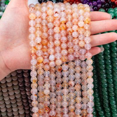 China Agate Flower Pattern White Semi Precious Beads 4/6/8/10/12mm for sale
