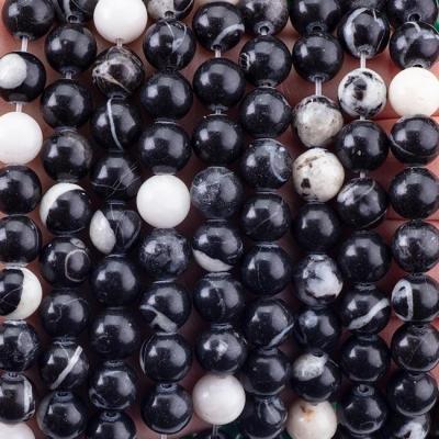 China 8mm Black Zebra Jasper Gemstone Beads Healing Crystal Stone Beads For Jewelry Making for sale