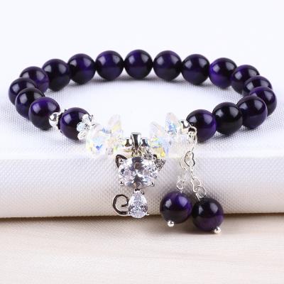 Cina Braccialetti di pietra semi-preziosa 8mm con perline braccialetti di pietra preziosa fatti a mano in vendita