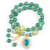 China 8mm Green Aventurine Double Layer Bead Bracelet Unisex Natural Gemstone Jewelry for sale
