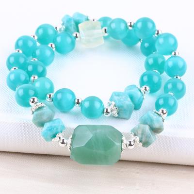 Cina Braccialetto a perline di pietra preziosa fatto a mano Occhio di gatto verde Braccialetto a pietra regolabile Rock Charms Braccialetto per festa indossare quotidianamente in vendita