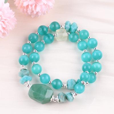 Cina Braccialetto a perline di pietra preziosa fatto a mano Occhio di gatto verde Braccialetto a pietra regolabile Rock Charms Braccialetto per festa indossare quotidianamente in vendita