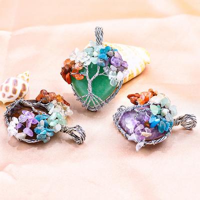 Cina Aggiustabile Occhio di Tigre Gemstone 7 Chakra Albero della Vita Collare Pendente in vendita