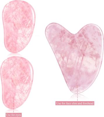 China Polished Smooth Crystal Rose Quartz Gua Sha Board Jade Face Stone For Anti Aging for sale