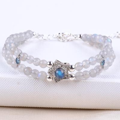 Cina Braccialetto a perline in pietra gemma fatto a mano Braccialetto in pietra di labradorite naturale Braccialetto a fascino regolabile Braccialetto da festa da indossare ogni giorno in vendita
