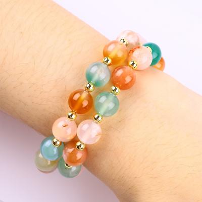 Cina Braccialetto fatto a mano con perline di gemme Fiori naturali Agata Braccialetto di pietra Regolabile Braccialetto per feste quotidiane in vendita