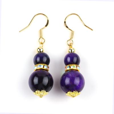 Cina Pietra naturale spirituale viola Occhio di tigre cristallo forma rotonda Dangle Hook orecchino per indossare quotidianamente in vendita