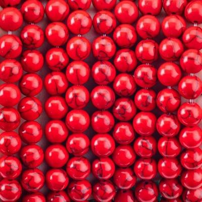 China 8mm Manmade Red Turquoise Gemstone Beads Healing Crystal Stone Beads For Jewelry Making for sale