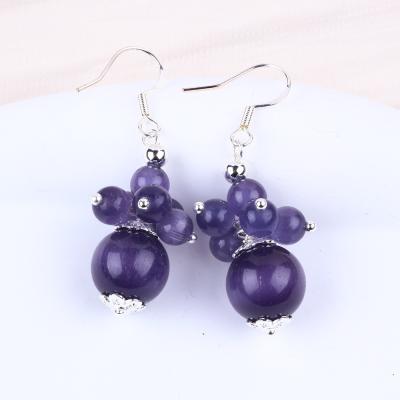 Cina 8mm Purple Cat Eye fai da te perno Dangle fiori orecchini design unico orecchini per uso quotidiano in vendita