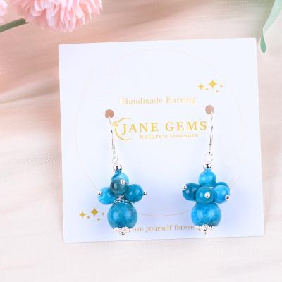 Cina Gemstone Apatite Deinty Copper Silver Plating Natural Crystal Stone Dangle Corto orecchino a perline da fiore in vendita