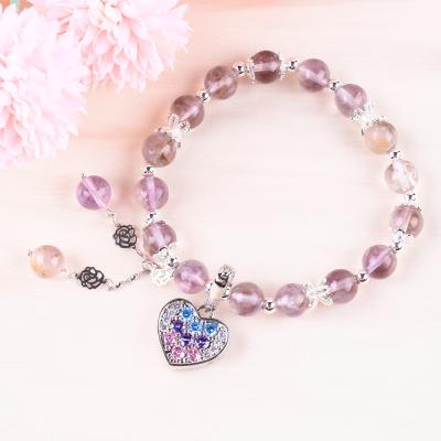 Cina Braccialetto di perline di pietra naturale lavanda azztulite fatto a mano per regalo in vendita