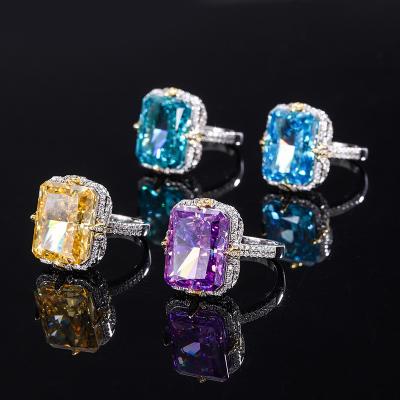 Cina Purple / Aqua Blue / Yellow Gemstone 925 Sterling Silver Zircon Anello di fidanzamento sposa in vendita