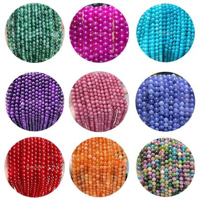 Cina Ingrosso di cristallo naturale gemma rotondo calcedonia perline giada rotondo perline sciolte accessori per fai da te bracciale collana in vendita