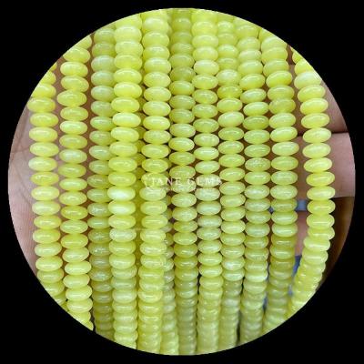 Cina Limone Giada Amazonite Gem Perla Cristallo Naturale Ufo Forma di Pietra Stringhe di Perla Libera Per Braccialetti in vendita