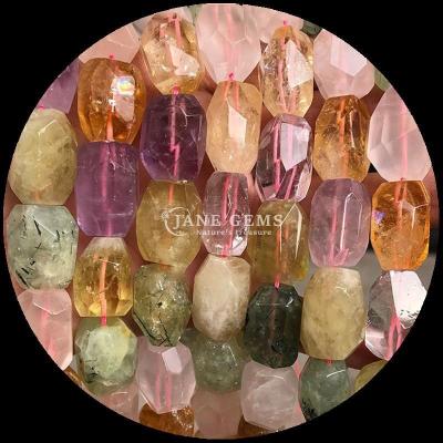 Cina Amethyst Citrine Gem Bead Natural Crystal Raw Rough Faceted Stone Loose Bead Strands For Bracelets in vendita